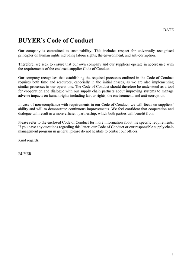 Code Of Conduct In Word And Pdf Formats