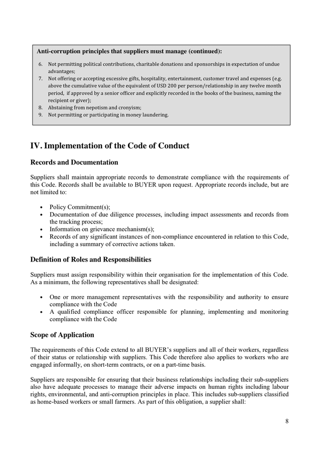 Code of Conduct in Word and Pdf formats - page 8 of 9