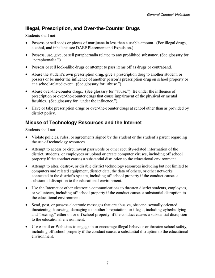 Student Code of Conduct in Word and Pdf formats - page 12 of 40