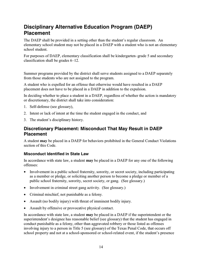 Student Code of Conduct in Word and Pdf formats - page 19 of 40