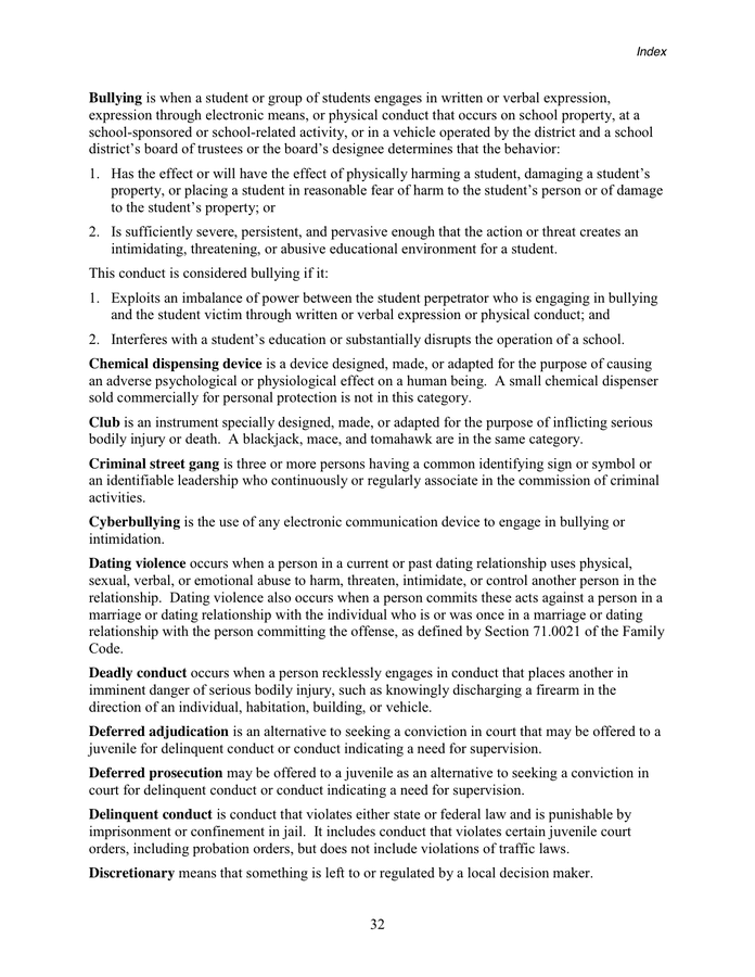Student Code of Conduct in Word and Pdf formats - page 37 of 40