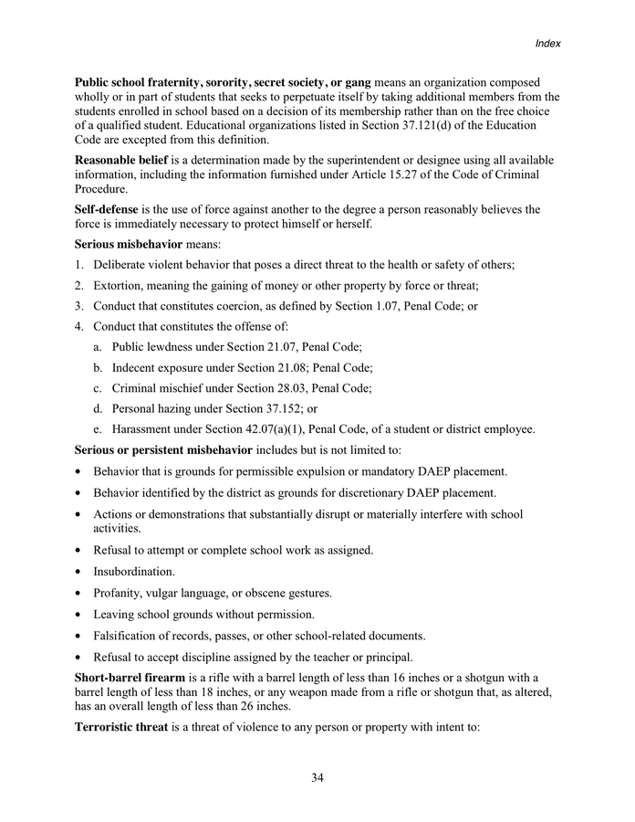 Student Code of Conduct in Word and Pdf formats - page 39 of 40