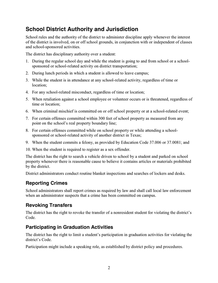 Student Code Of Conduct In Word And Pdf Formats Page 7 Of 40