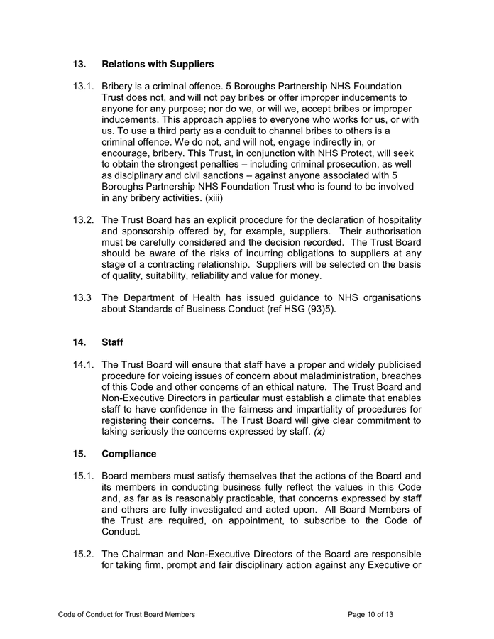 CODE OF CONDUCT in Word and Pdf formats - page 10 of 13
