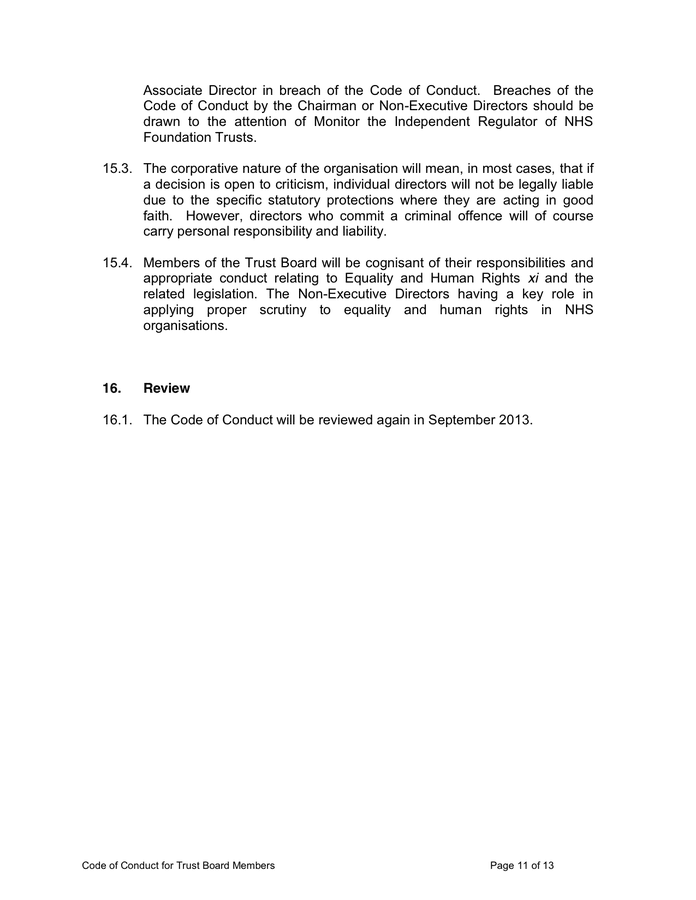 CODE OF CONDUCT in Word and Pdf formats - page 11 of 13