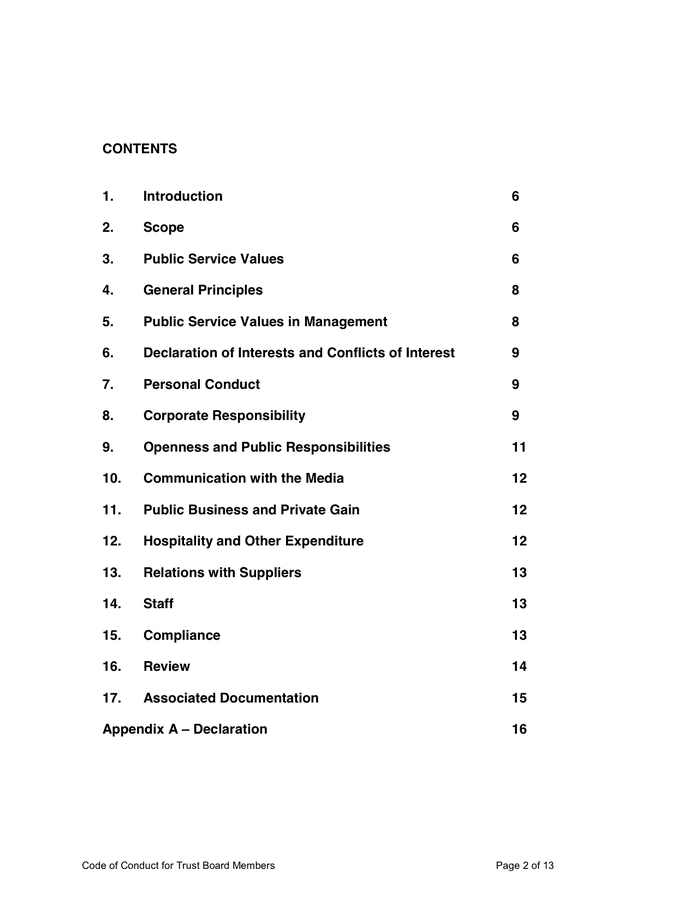 CODE OF CONDUCT in Word and Pdf formats - page 2 of 13