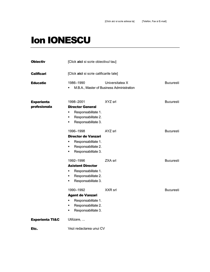 General Resume Template - download free documents for PDF, Word and Excel