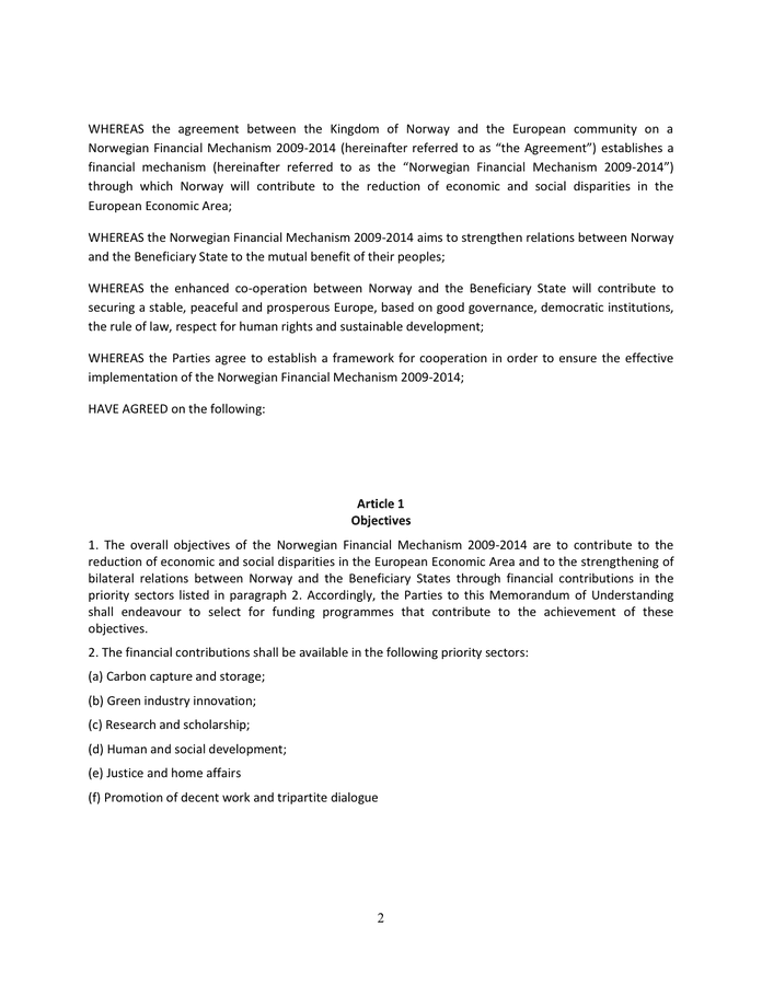 Memorandum Of Understanding Definition