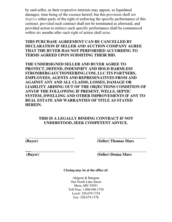AUCTION REAL ESTATE PURCHASE AGREEMENT in Word and Pdf formats - page 4 ...