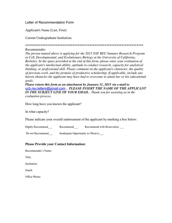 Letter of Recommendation Template - download free documents for PDF ...