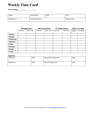 WEEKLY TIME CARD Template in Word and Pdf formats
