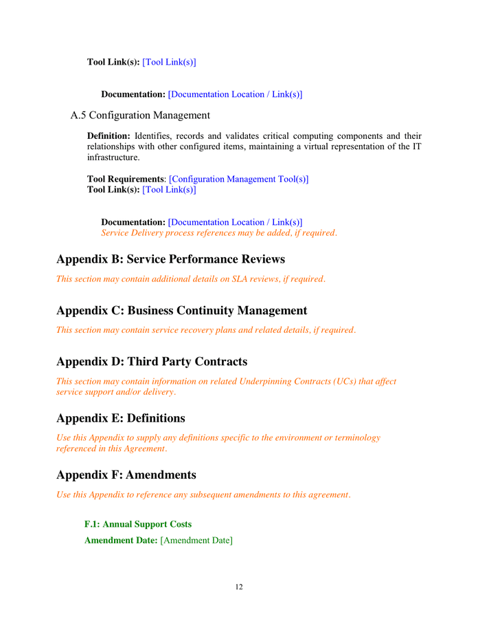 Service Level Agreement (SLA) Template in Word and Pdf formats - page ...