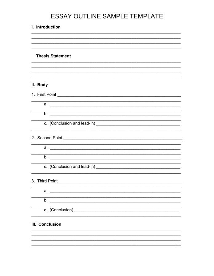ESSAY OUTLINE SAMPLE TEMPLATE In Word And Pdf Formats Page 2 Of 2