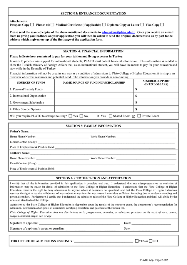 Affidavit of Financial Support in Word and Pdf formats - page 2 of 2