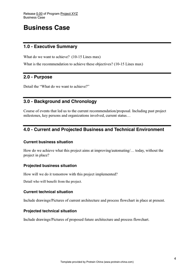 Business Case Template in Word and Pdf formats - page 4 of 6