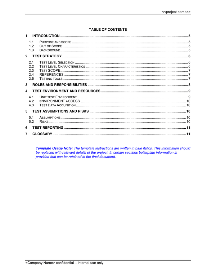 Test Plan - Template in Word and Pdf formats - page 4 of 11