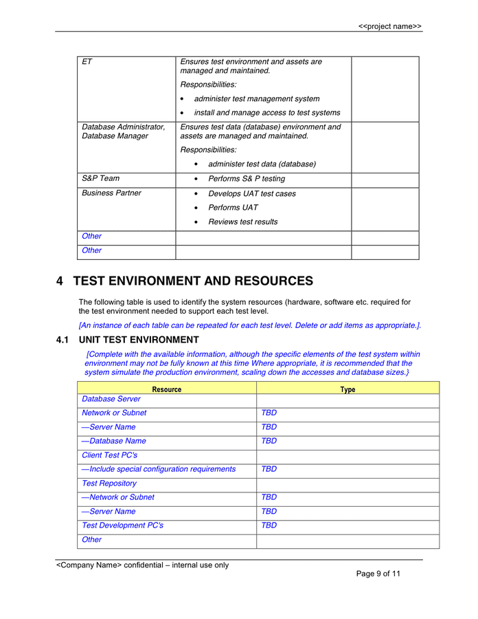Test Plan Template In Word And Pdf Formats Page 9 Of 11 Test Plan Template In Word And Pdf Formats Page 9 Of 11
