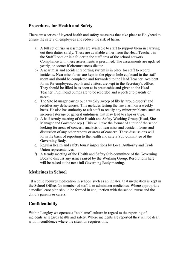 Health And Safety Policy In Word And Pdf Formats Page 3 Of 4