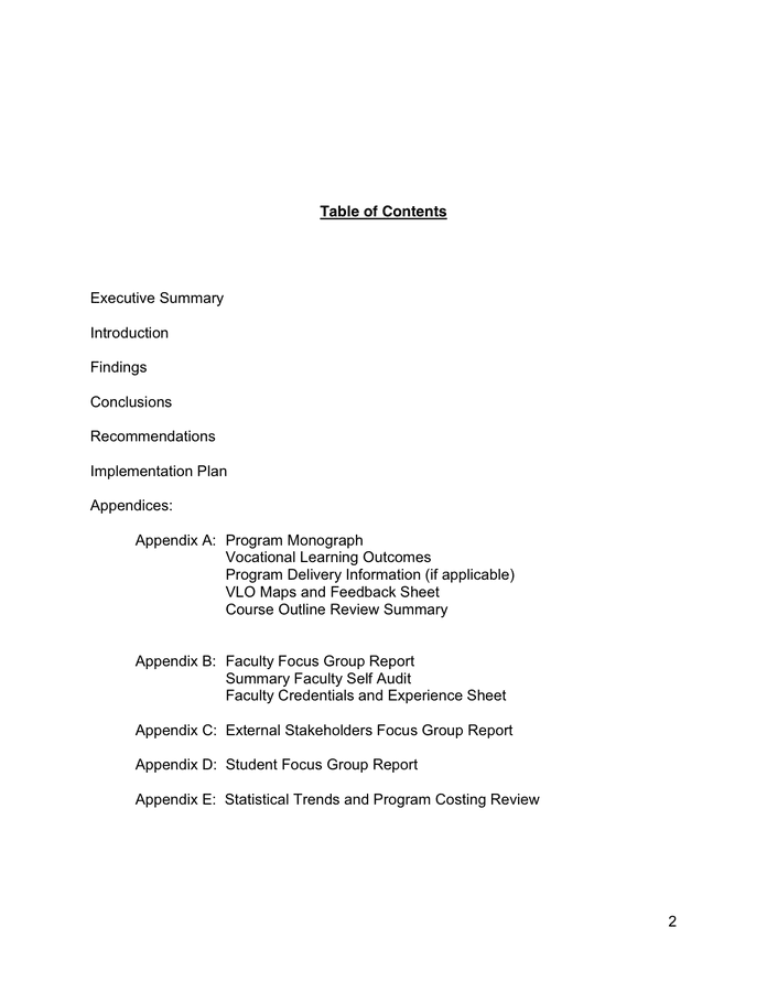 Executive Summary in Word and Pdf formats - page 3 of 20