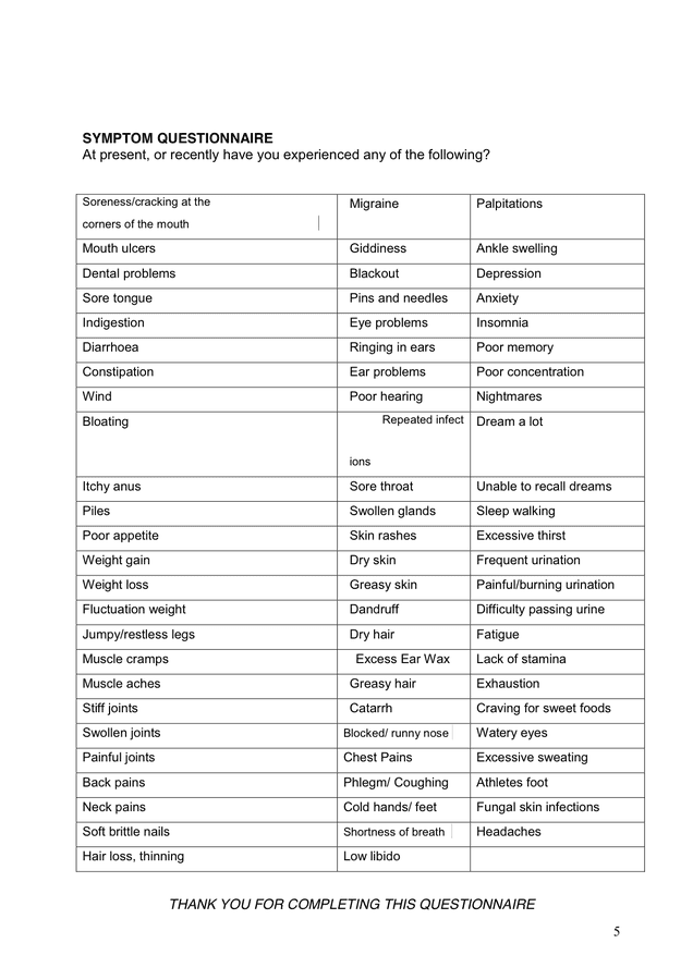 PATIENT REGISTRATION FORM AND QUESTIONNAIRE in Word and Pdf formats ...