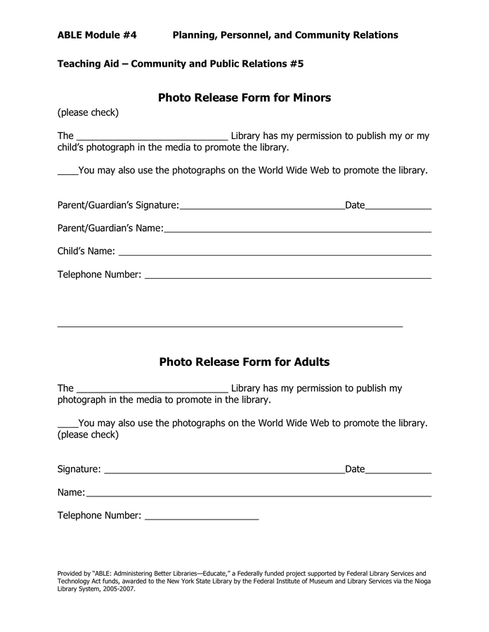 Photo Release Form - download free documents for PDF, Word and Excel