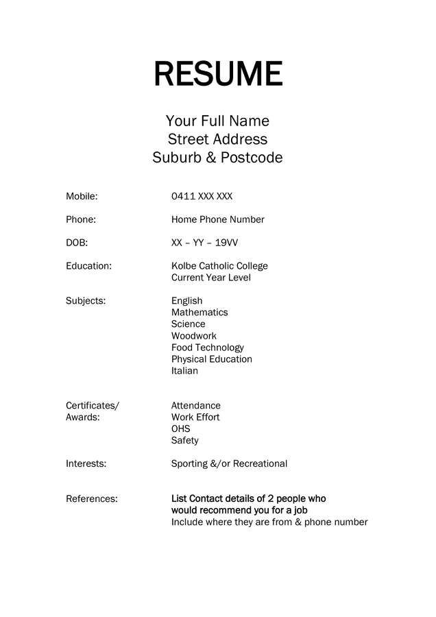 General Resume Template - download free documents for PDF, Word and Excel