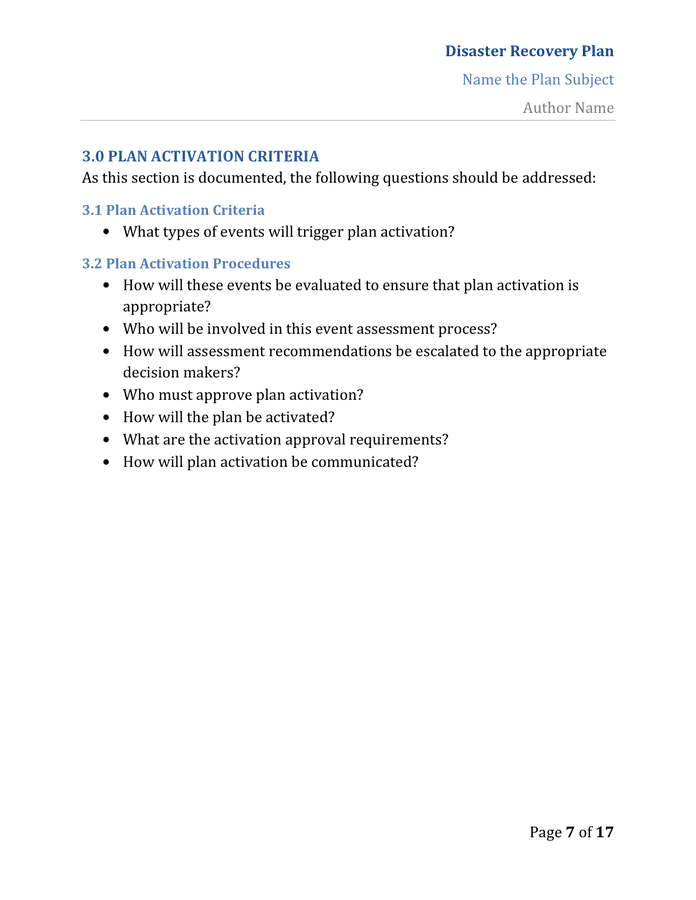 Disaster Recovery Plan Template in Word and Pdf formats - page 7 of 17