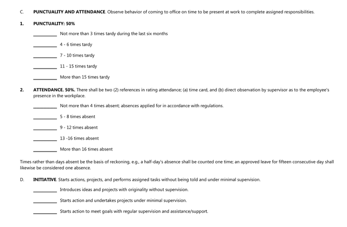 Performance Evaluation Form in Word and Pdf formats - page 3 of 5