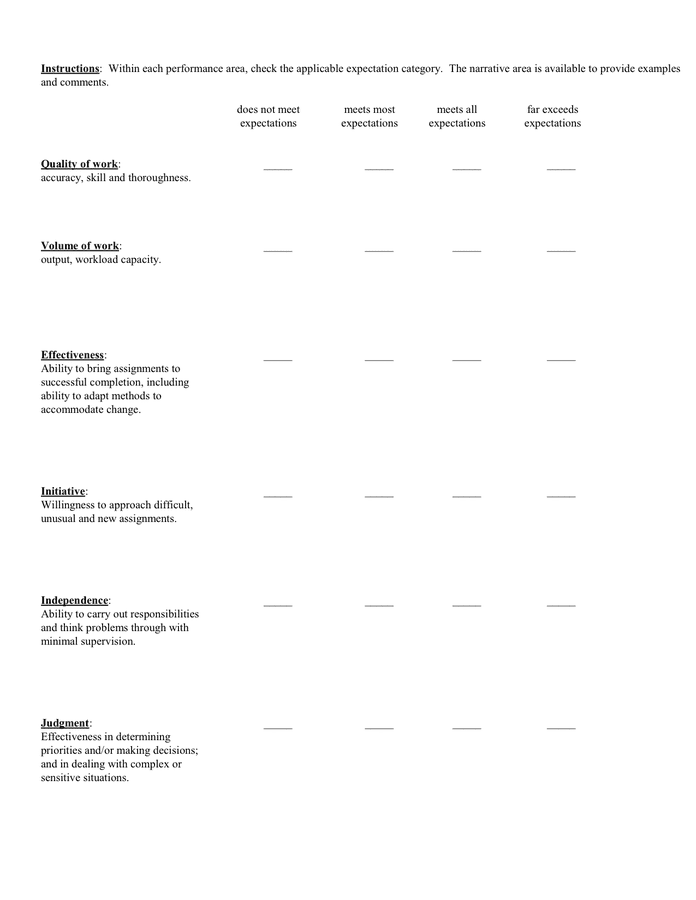 College PERFORMANCE EVALUATION in Word and Pdf formats - page 2 of 6