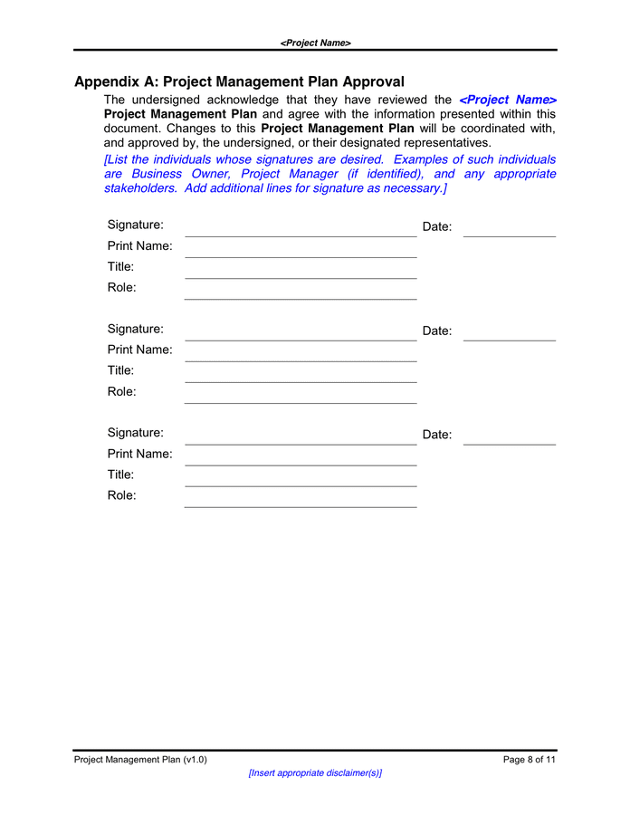 Project Management Plan in Word and Pdf formats - page 9 of 11