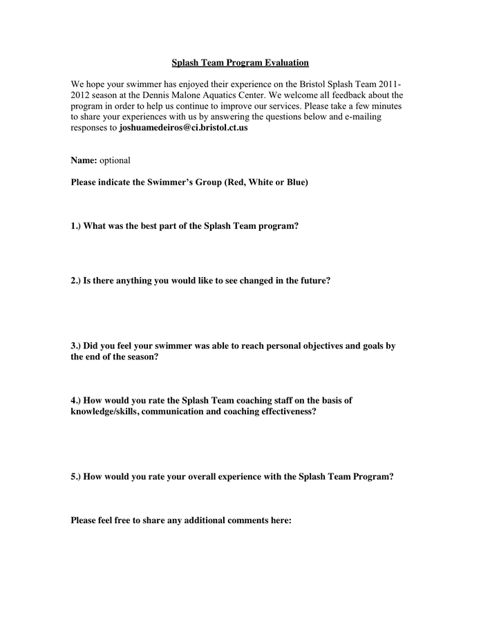 Program Evaluation - download free documents for PDF, Word and Excel