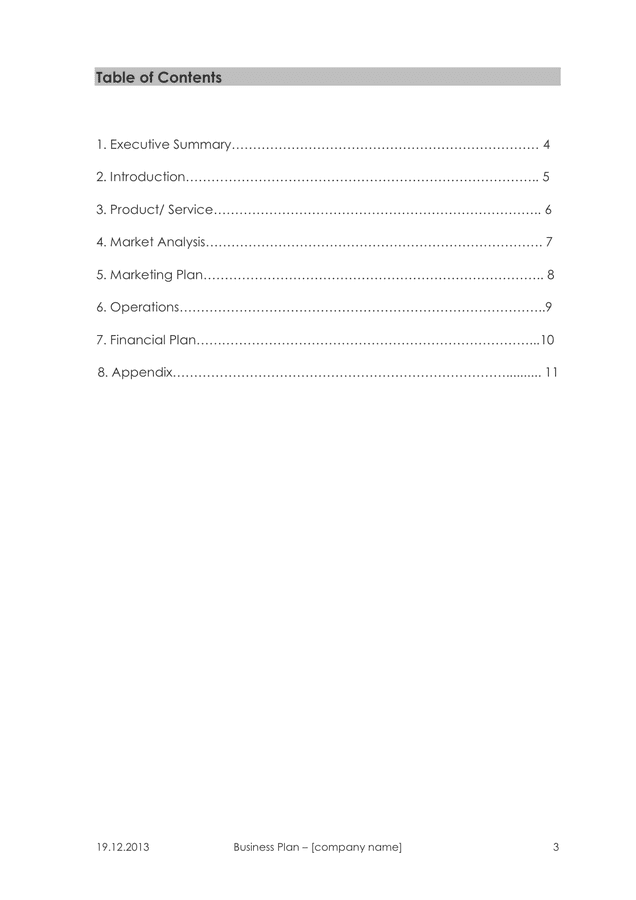 Business Plan Template in Word and Pdf formats - page 3 of 11