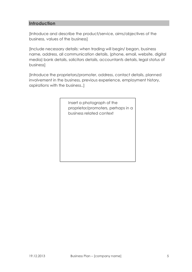 Business Plan Template in Word and Pdf formats - page 5 of 11