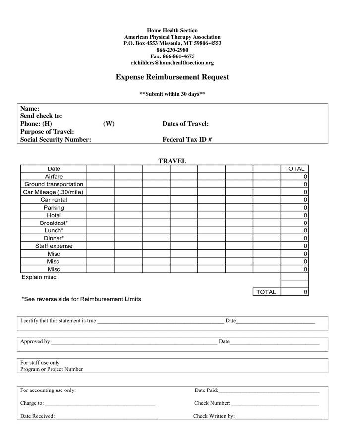 Nalp Fillable Travel Expense Form Printable Forms Free Online