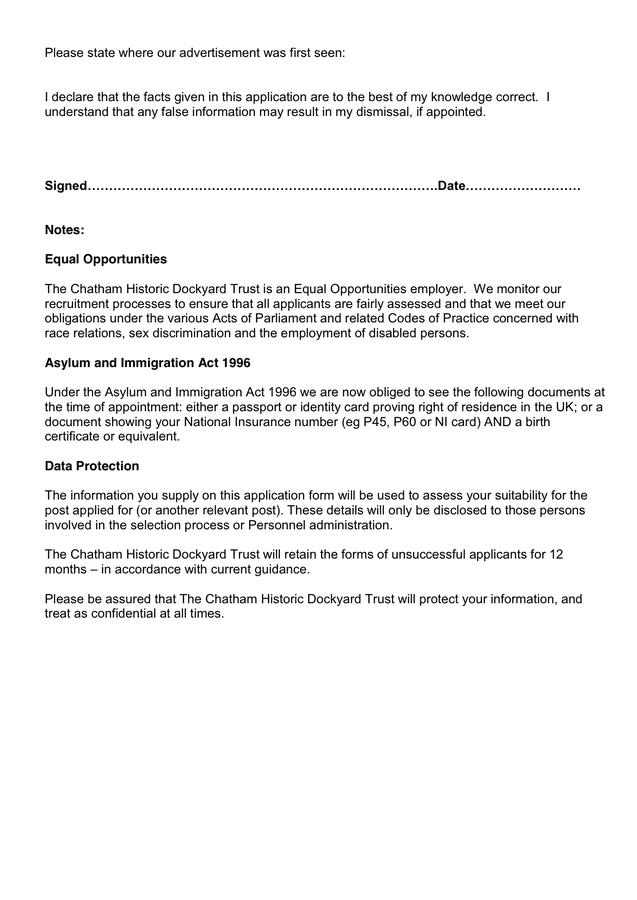 Job application form in Word and Pdf formats - page 5 of 6