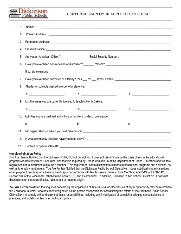 Employee Application Form - download free documents for PDF, Word and Excel