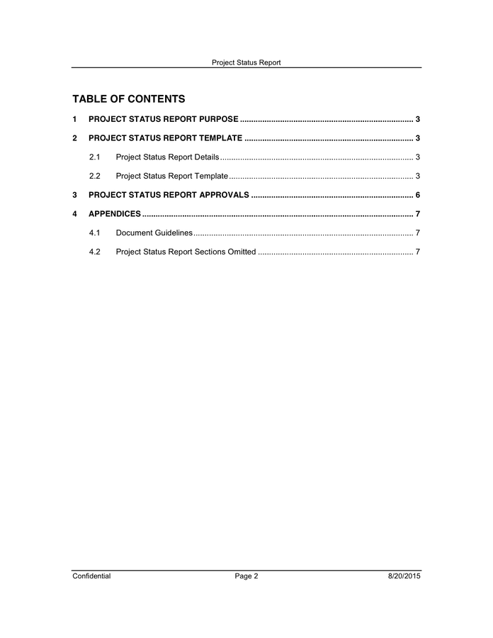 PROJECT STATUS REPORT PURPOSE in Word and Pdf formats - page 2 of 7