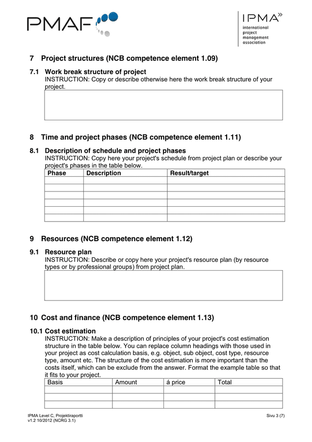 Project Report Form in Word and Pdf formats - page 3 of 7
