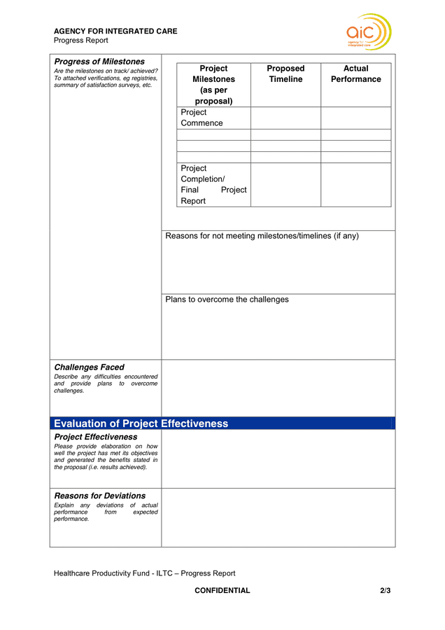 Progress Report Sample in Word and Pdf formats - page 2 of 3