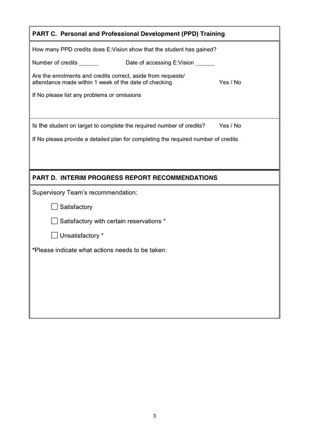 PROGRESS REPORT FORM in Word and Pdf formats - page 3 of 4