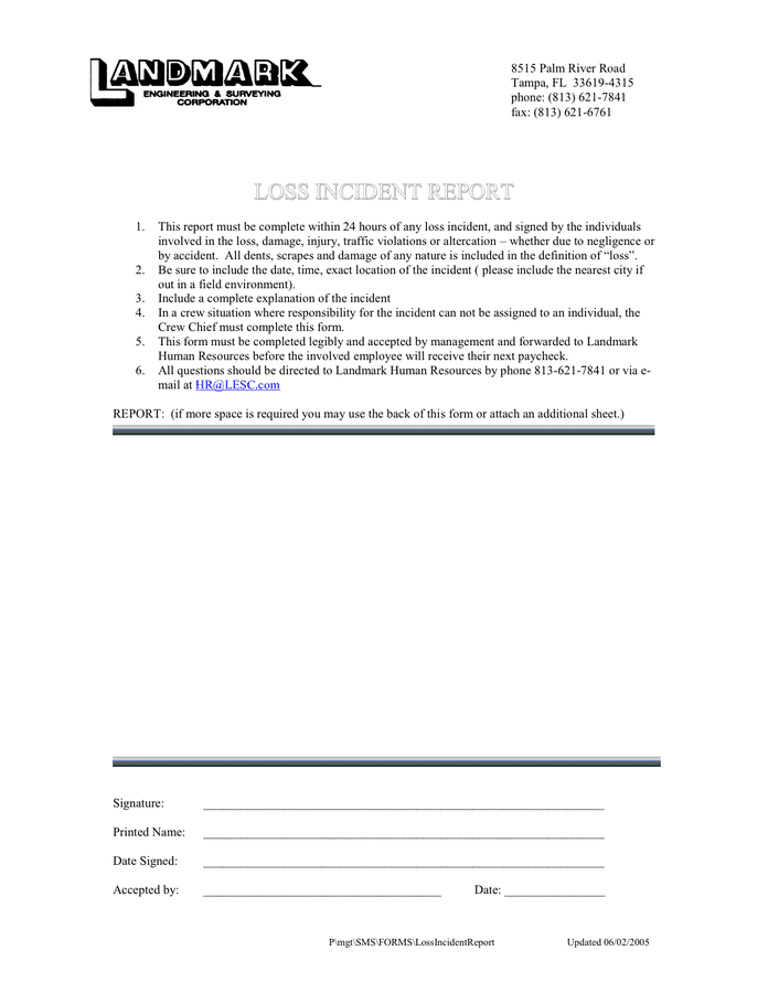 Incident Report Template - download free documents for PDF, Word and Excel