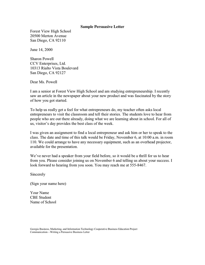 Writing A Persuasive Letter In Word And Pdf Formats Page 3 Of 5
