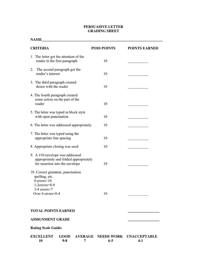 Writing a Persuasive Letter in Word and Pdf formats - page 4 of 5