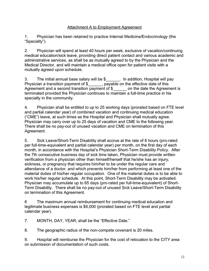 EMPLOYMENT AGREEMENT in Word and Pdf formats - page 12 of 12