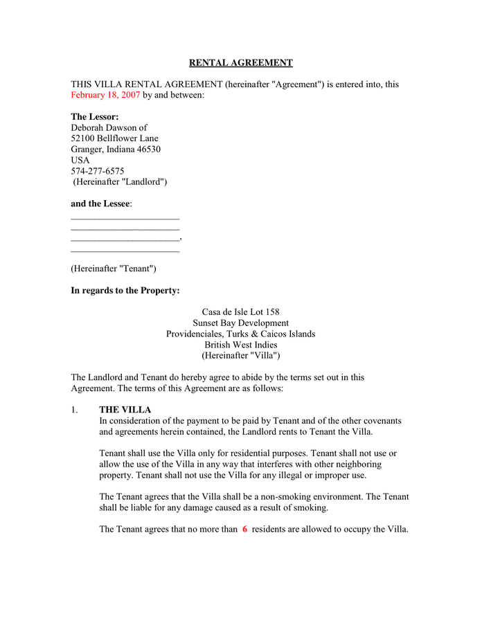 Rental Agreement Template - download free documents for PDF, Word and Excel