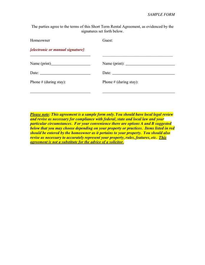 Sample Rental Rules/ Contract in Word and Pdf formats - page 4 of 4