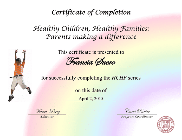 Certificate of Completion in Word and Pdf formats