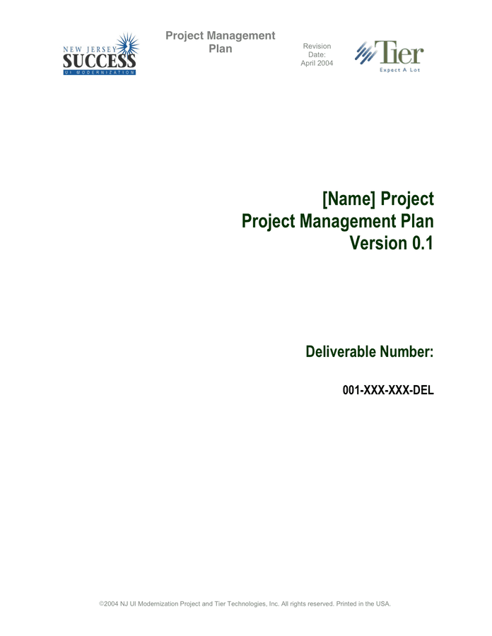 Project Management Template in Word and Pdf formats