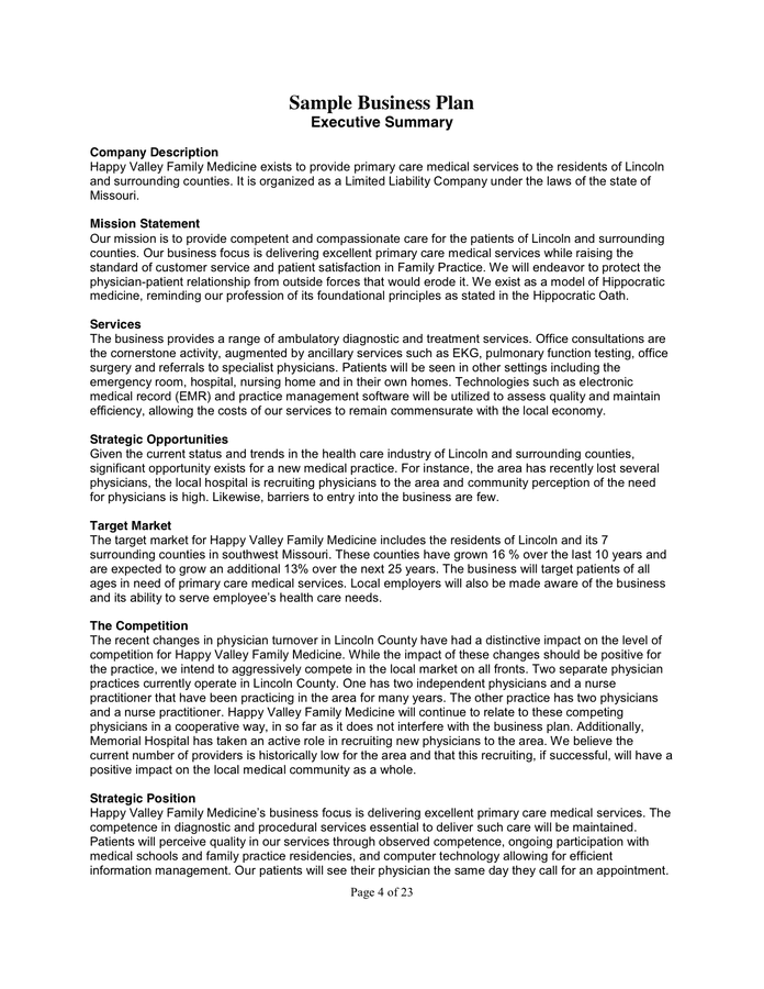 Executive Summary In Word And Pdf Formats Page 4 Of 23