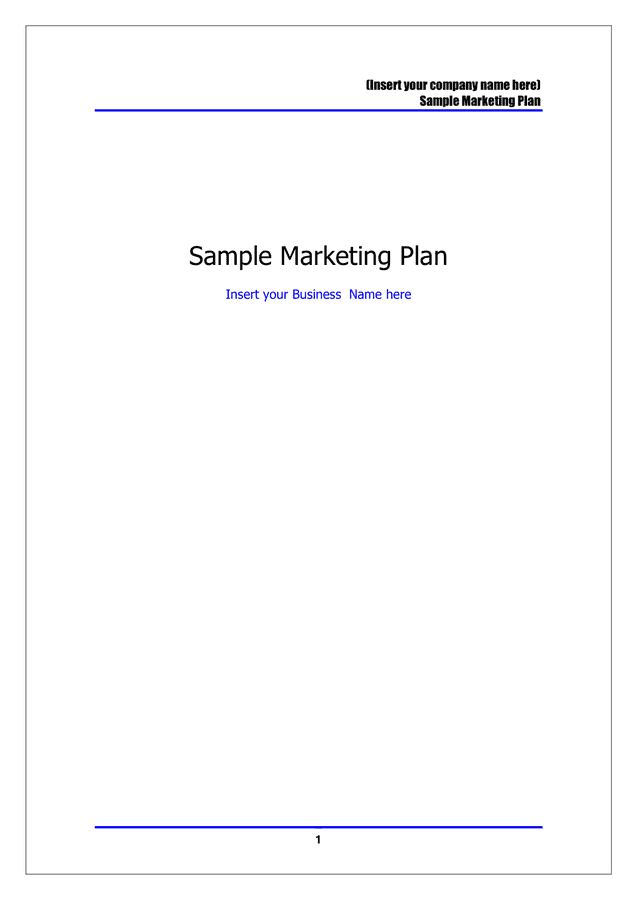 Marketing Plan in Word and Pdf formats